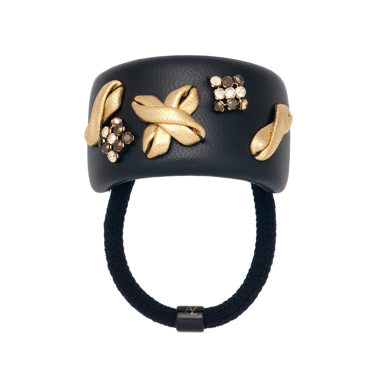 Leather pony elastic decorated with European crystals – Alexandre Zouari